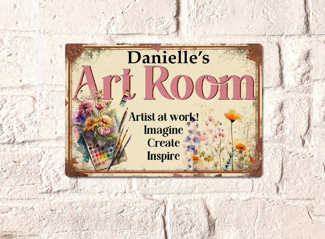 CUSTOM ART ROOM Sign, Personalized Art Room Sign, Vintage Style Art ...