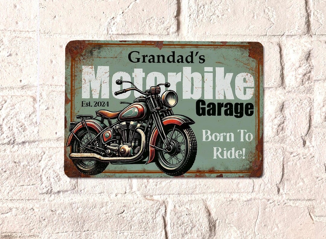 Motorbike Garage Sign Personalised, Metal Garage Sign, Motorcycle ...