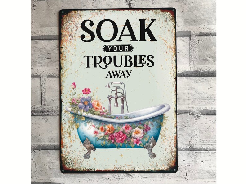 Cute Bathroom Signs, Metal Bathroom Wall Art, Relaxing Gifts for Women ...