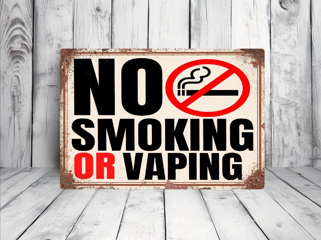 No Smoking or Vaping Sign, Metal Wall Art Door Plaque, Tin Sign ...