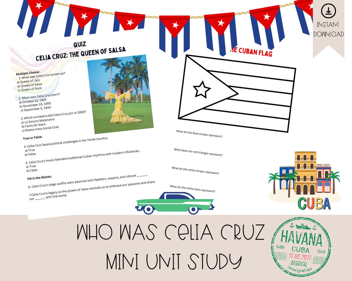 Celia Cruz Mini Unit: Salsa Music, Hispanic Heritage Homeschool ...