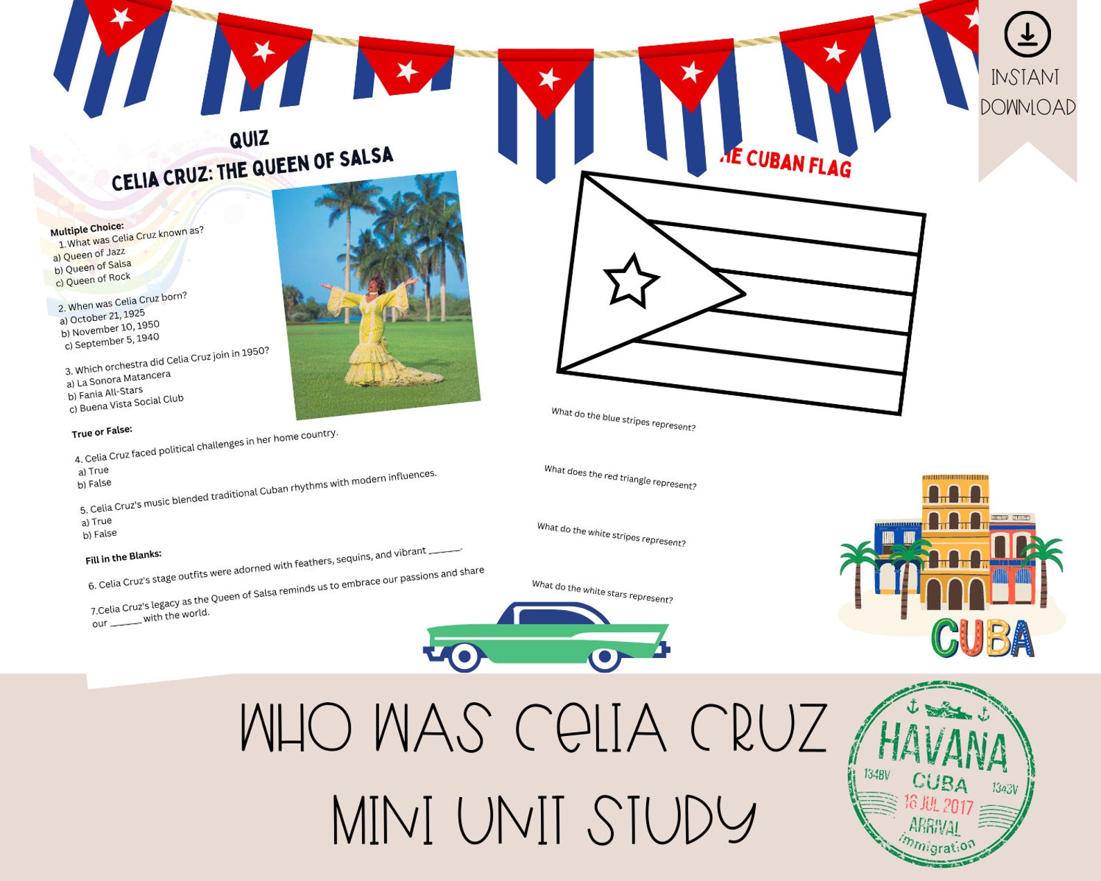 Celia Cruz Mini Unit: Salsa Music, Hispanic Heritage Homeschool ...