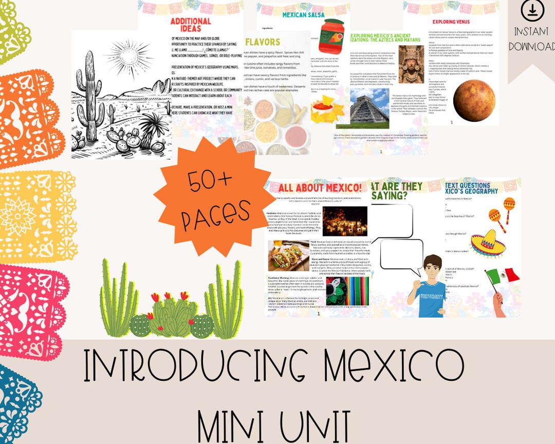 Mexico: Mini Unit Unit Study Mexican Culture, Mexico Unit Homeschool ...
