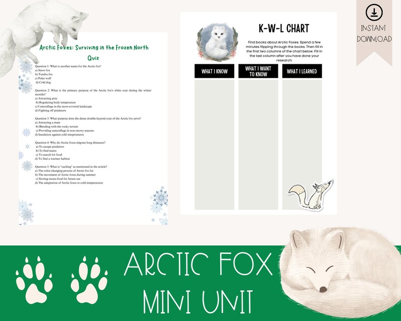 Arctic Fox Unit: Christmas Unit, Winter, Homeschool Curriculum ...