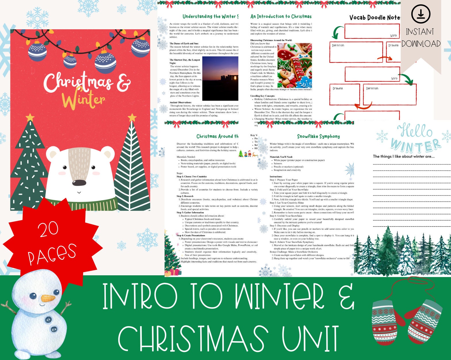 Winter Unit: Christmas Unit, Winter, Homeschool Curriculum, Educational ...