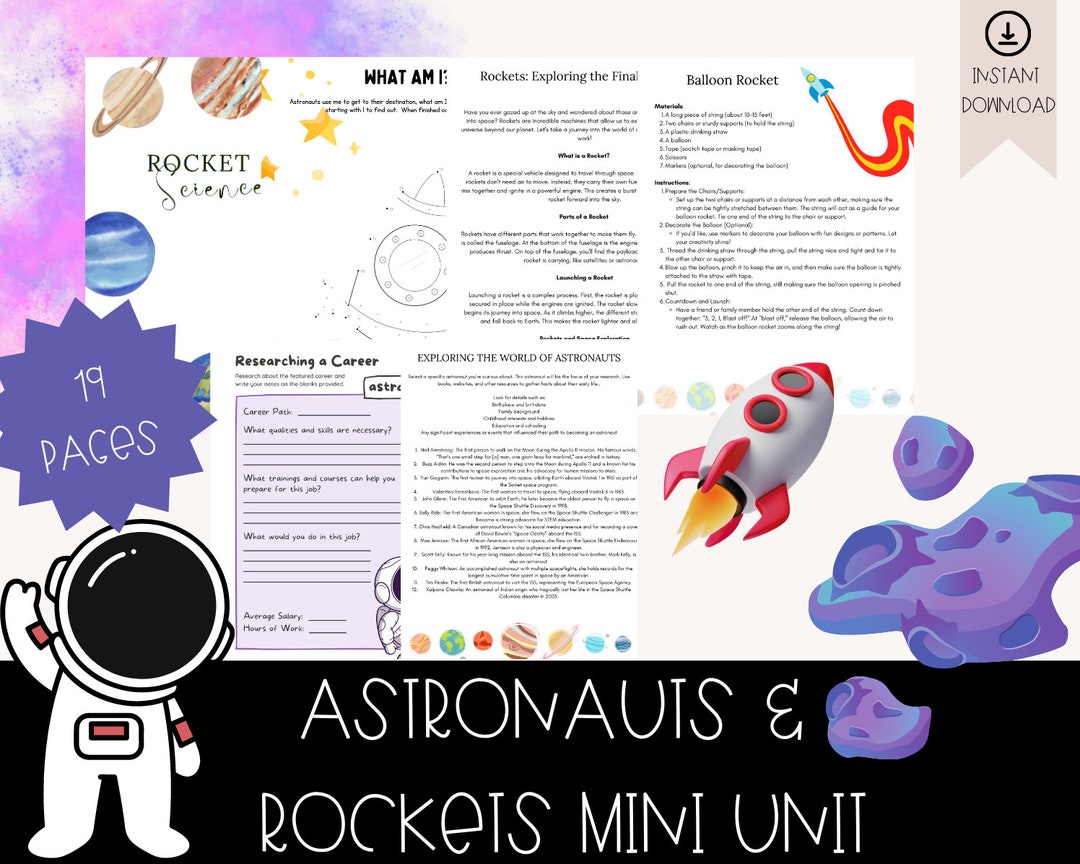 Astronauts and Rockets Mini Unit: Space Exploration, STEM Curriculum ...