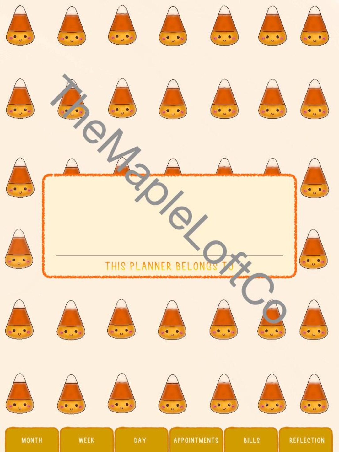 Kawaii Candy Corn Undated Digital Planner With Tabs (compatible With ...
