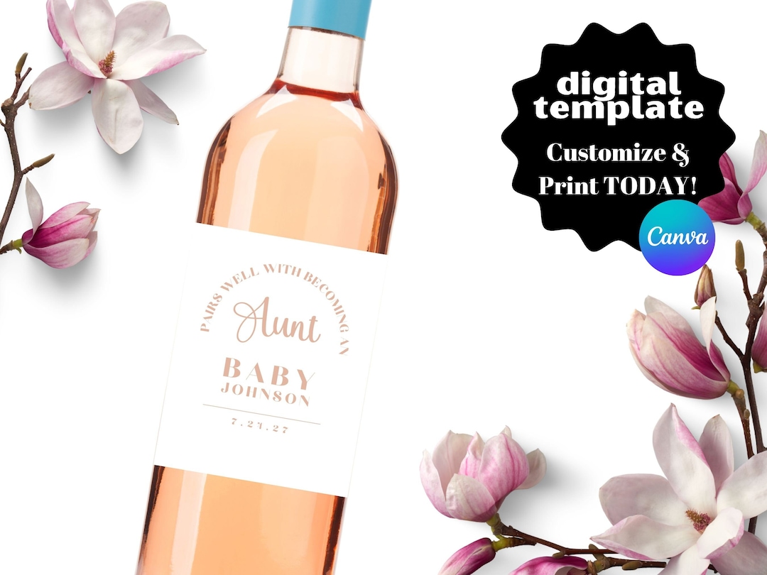 Custom Wine Label Pregnancy Announcement Aunt Wine Label Pregnancy ...