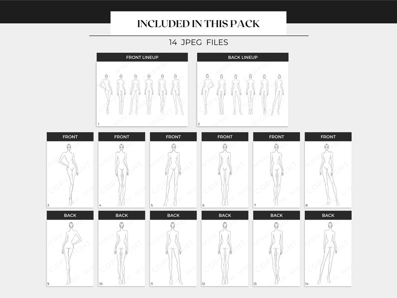 6 Fashion Figure Croquis Templates for Contemporary Fashion ...