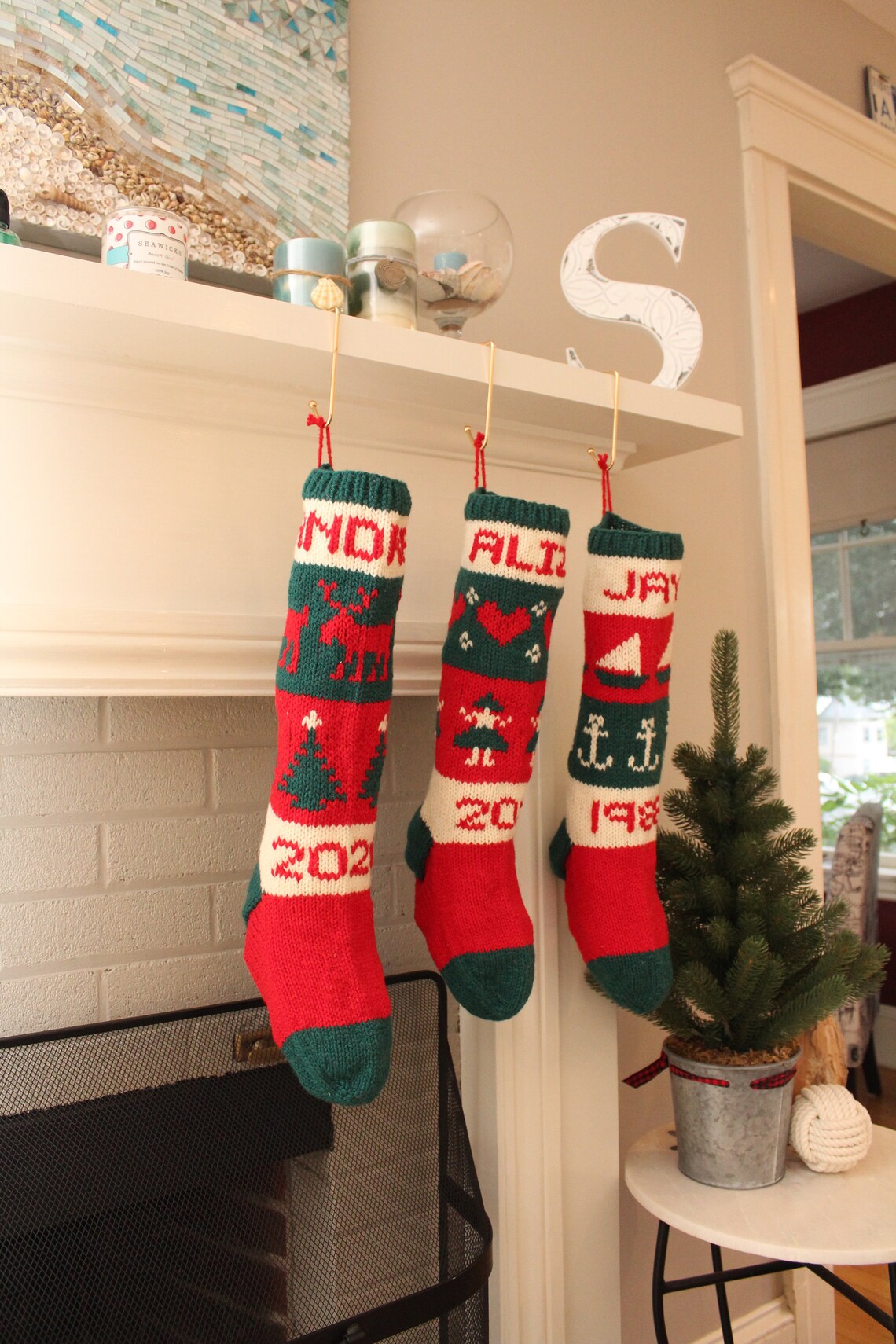 Hand Knit CHRISTMAS Stocking PERSONALIZED, 100% Wool - Sailboat - Etsy