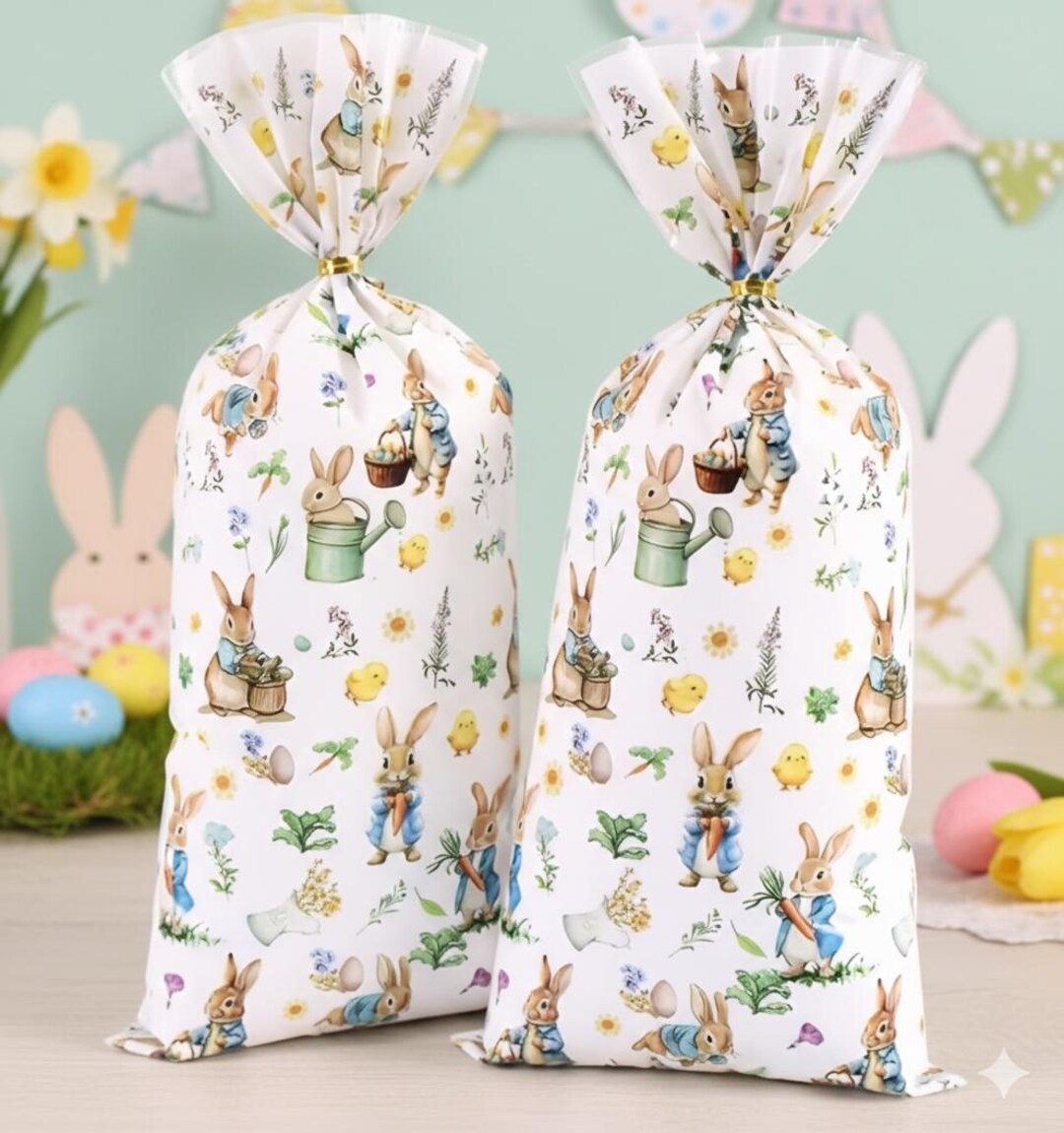 Whimsical Vintage Style Rabbit Easter Treat Cellophane Bags X10 - Etsy