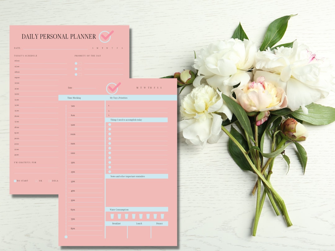 Daily Time Blocking Printable Planner PDF, 24 Hour Daily Planner ...