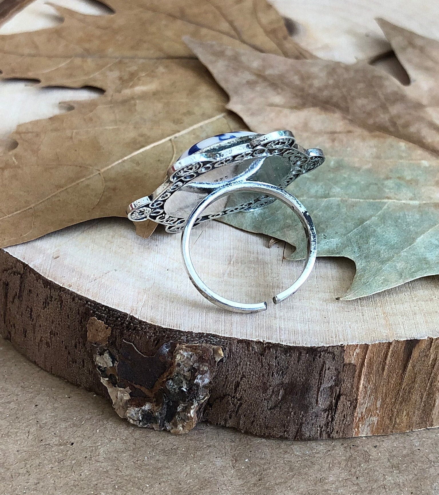 Bague d'art de tuile argent artisanat turc fait à la - Etsy France