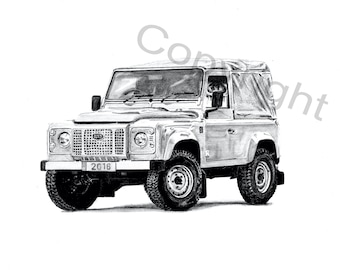Land Rover Defender Framed A4 Fine Art Print Landscape/black - Etsy UK