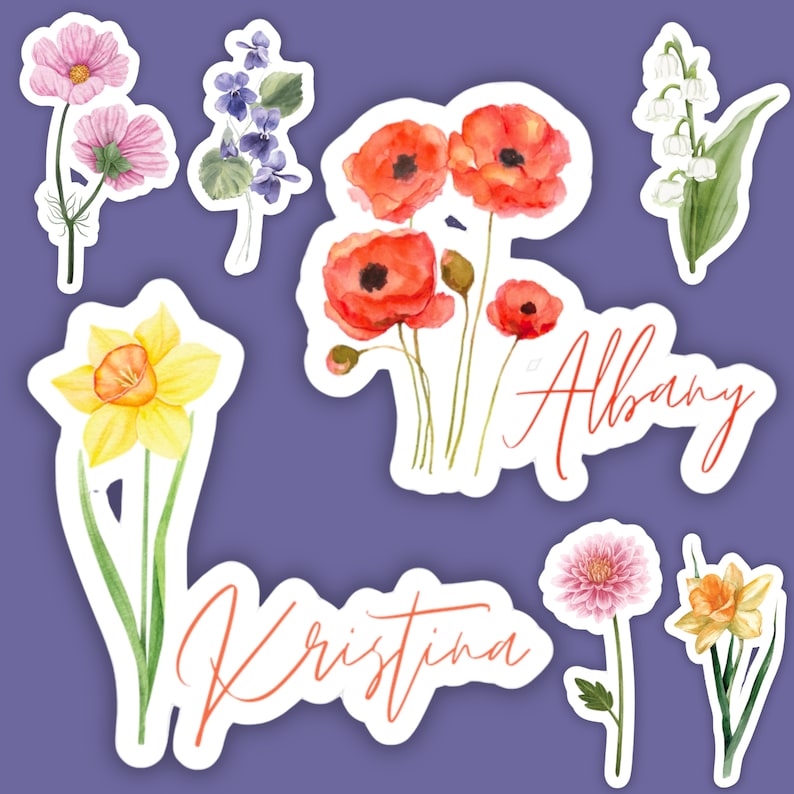 Birth Flower Sticker Baby Shower Gift Newborn Sticker New Mom Sticker ...