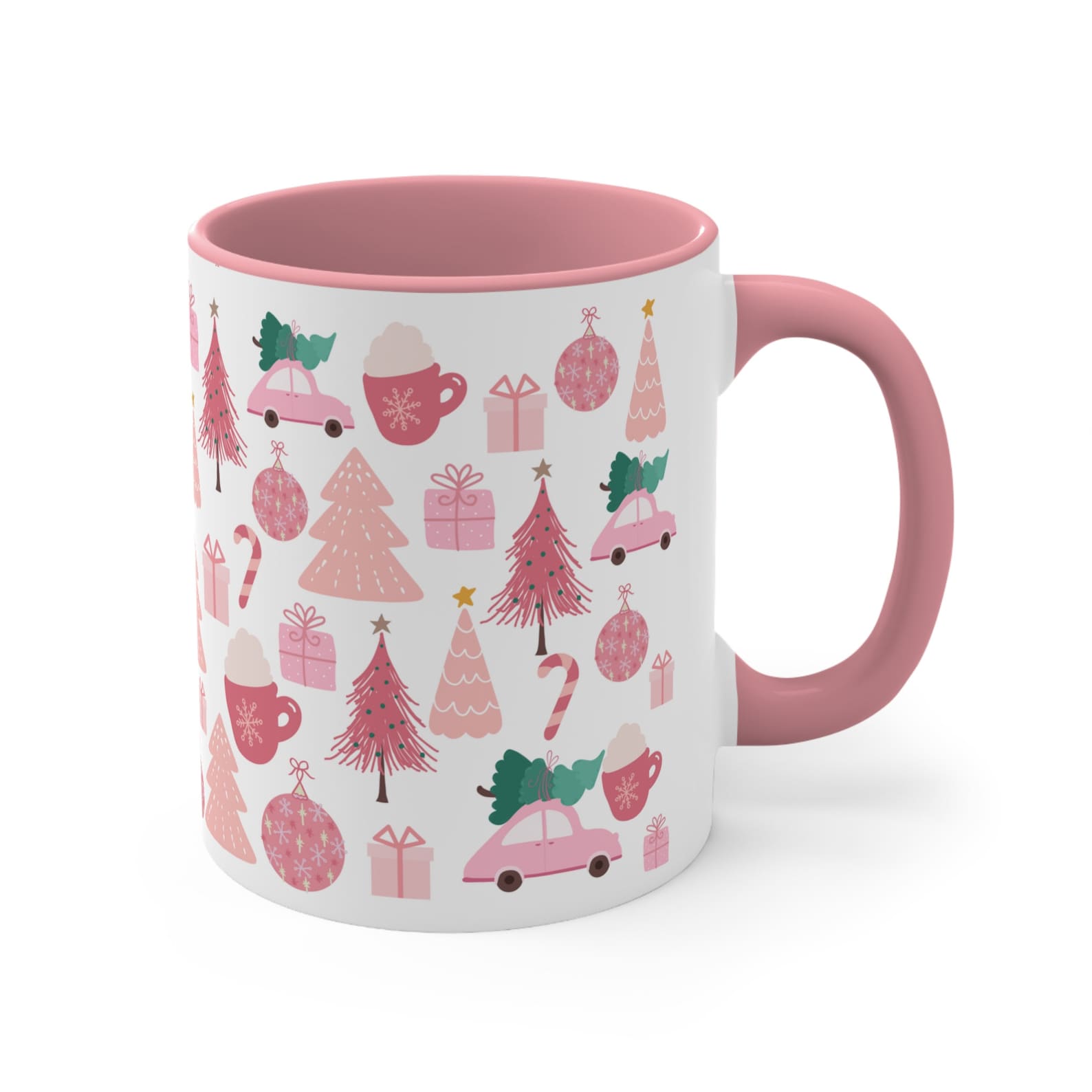 Classic Retro Pink Christmas Mug Merry and Bright Holiday - Etsy