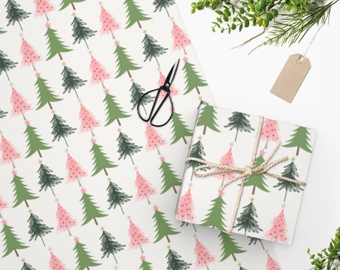 Pink Candy Cane Gift Wrap, Christmas Wrapping Paper, Holiday Gift Wrap ...