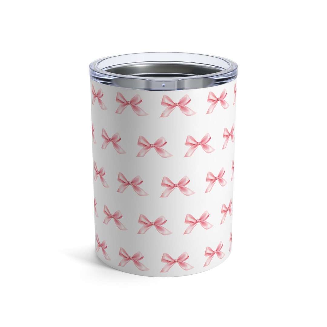 Pink Bow Mug Gift for Her Preppy Room Decor Girly Pink Tumbler Gift for ...