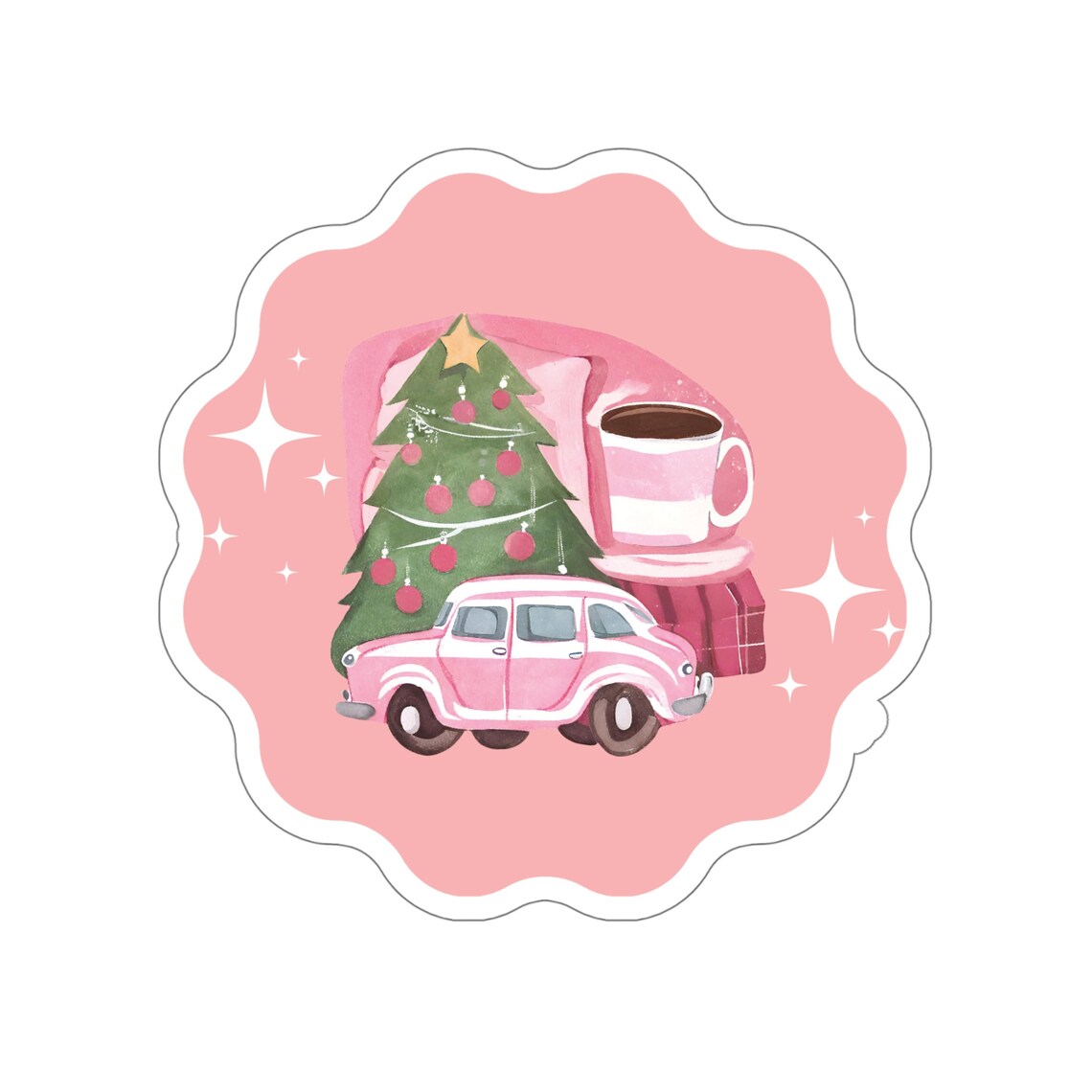 Classic Pinkmas Kiss-cut Sticker, Pink Christmas Gift Seal for Her ...