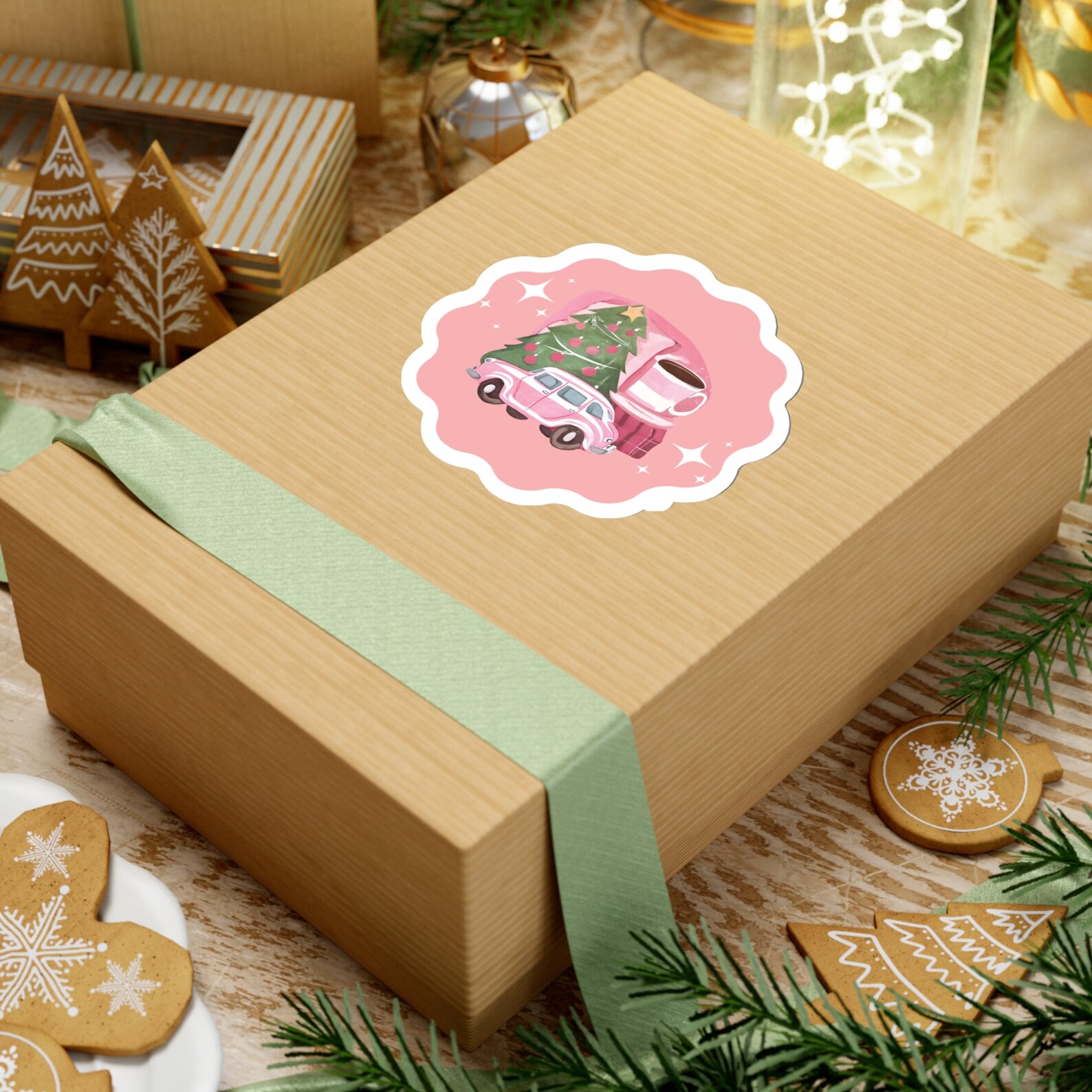 Classic Pinkmas Kiss-cut Sticker, Pink Christmas Gift Seal for Her ...