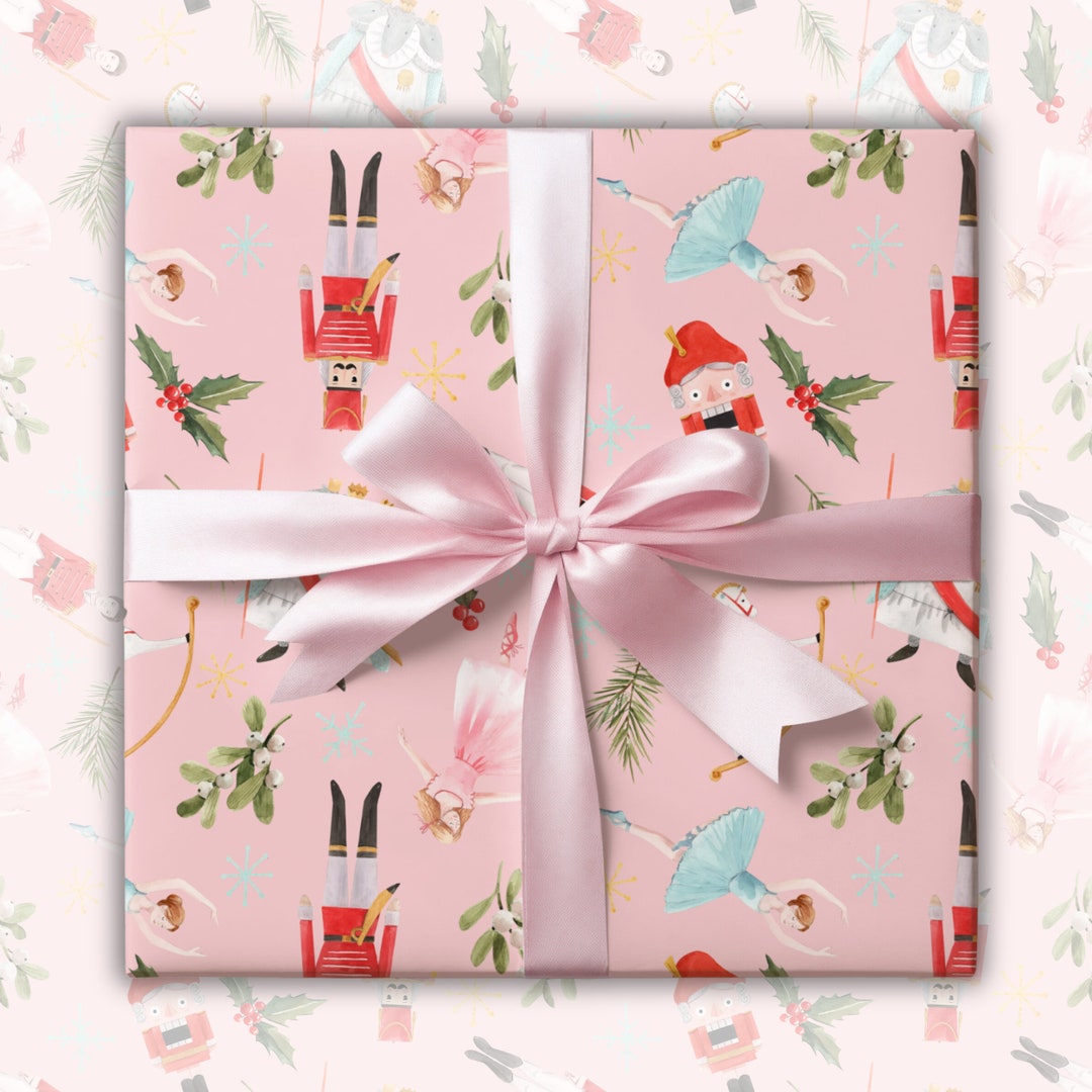 Pink Gift Wrap, Nutcracker Wrapping Paper, Christmas Gift Wrap for Her ...