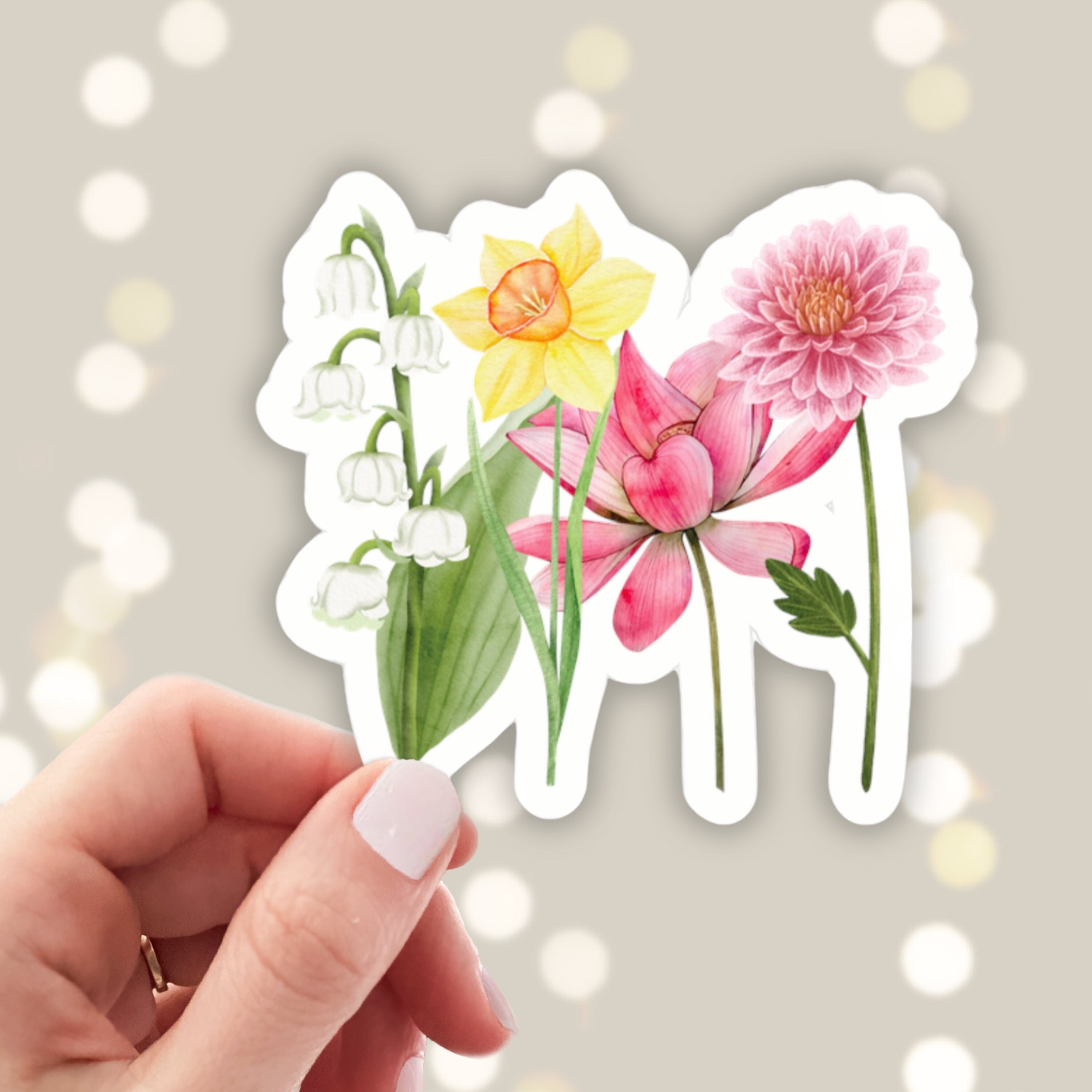 Birth Flower Sticker Baby Shower Gift Newborn Sticker New Mom Sticker ...