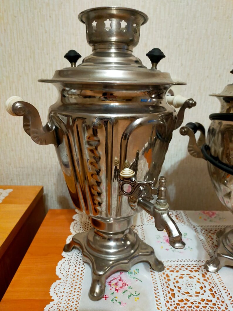 Vintage Samovar-electric Soviet Samovar, Russian Teapot, Nickel Plated ...