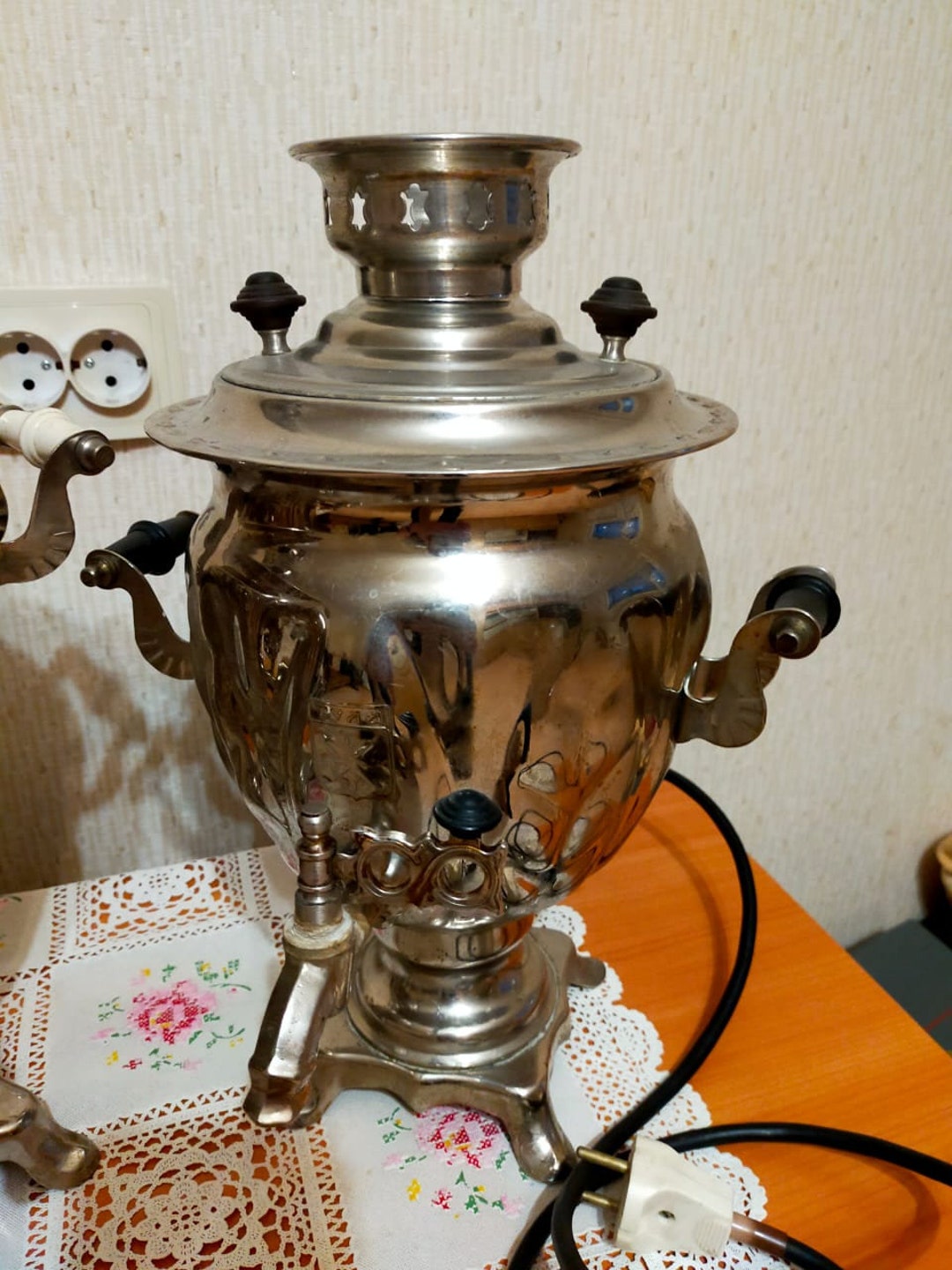 Vintage Samovar-electric Soviet Samovar, Russian Teapot, Nickel Plated ...