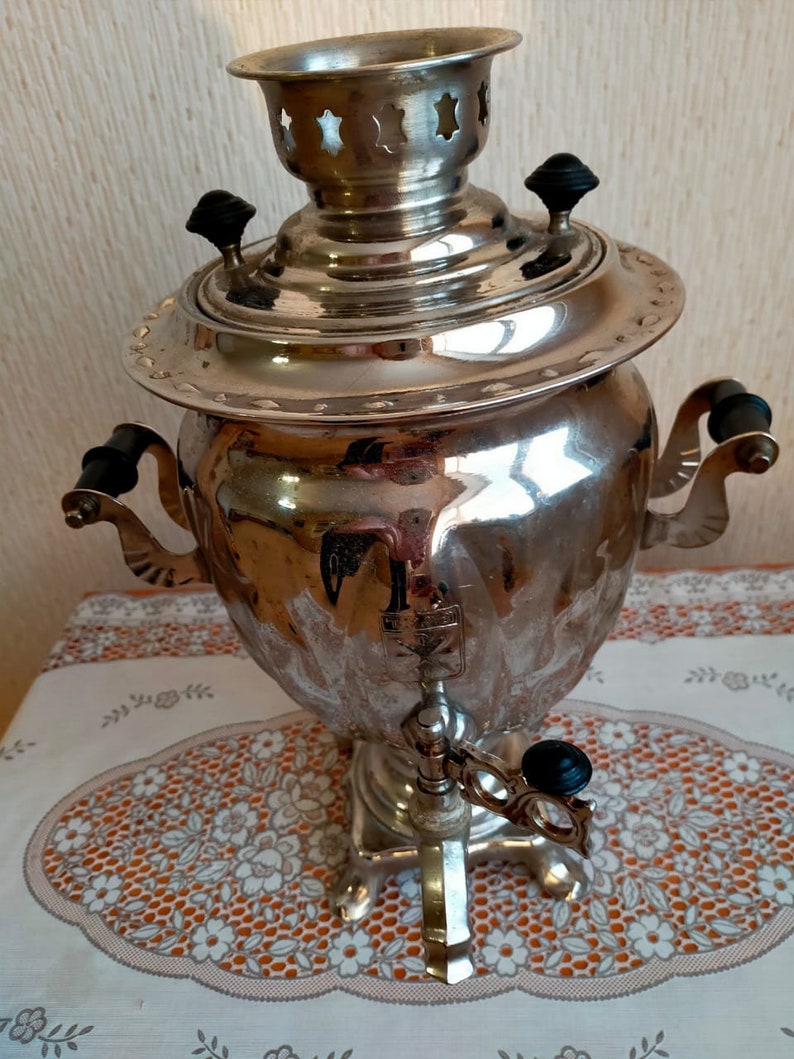 Vintage Samovar-electric Soviet Samovar, Russian Teapot, Nickel Plated ...