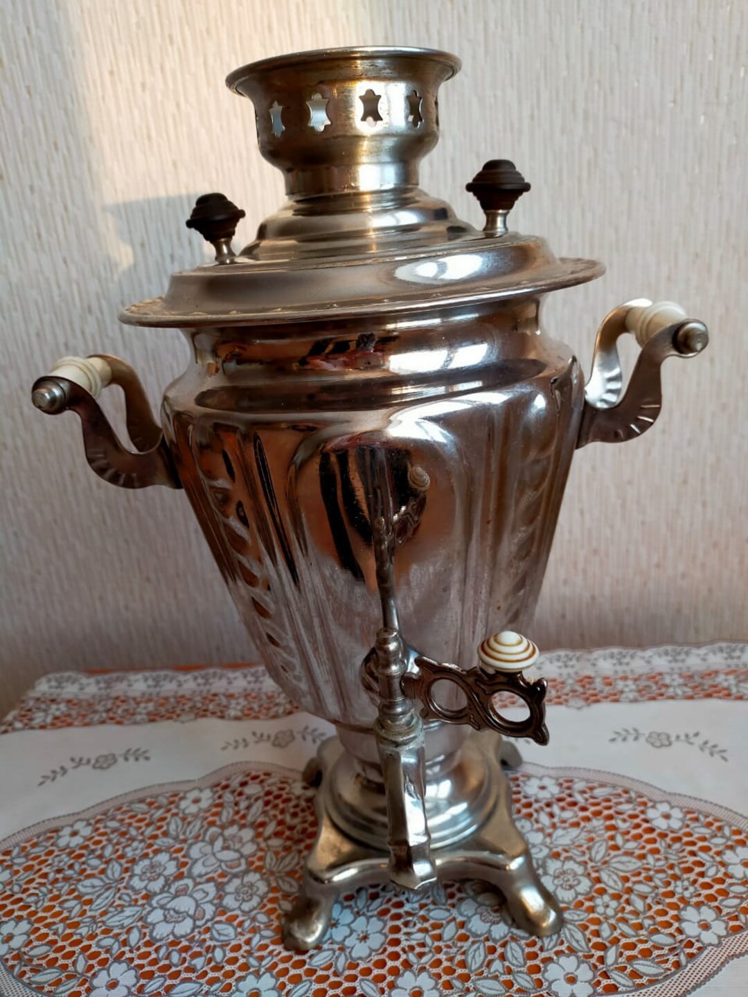 Vintage Samovar-electric Soviet Samovar, Russian Teapot, Nickel Plated ...