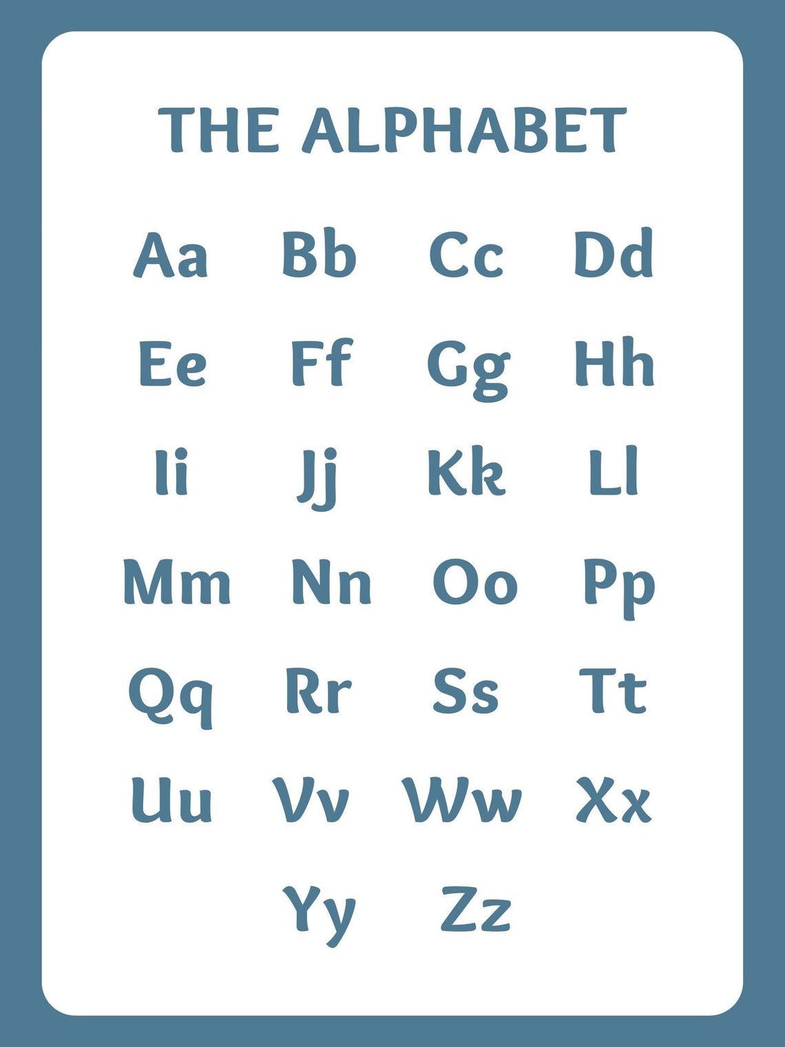 Simple Alphabet Chart - Download PDF - Etsy