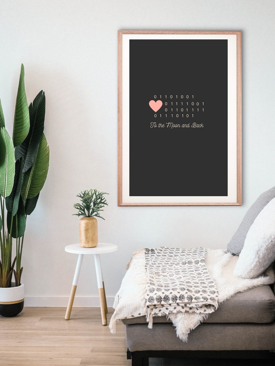 Binary Wall Art - I Love You to the Moon and Back - Wall Art. Size 18 X ...