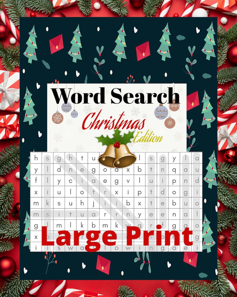 Christmas Word Search Printable Christmas Family Games Holiday - Etsy