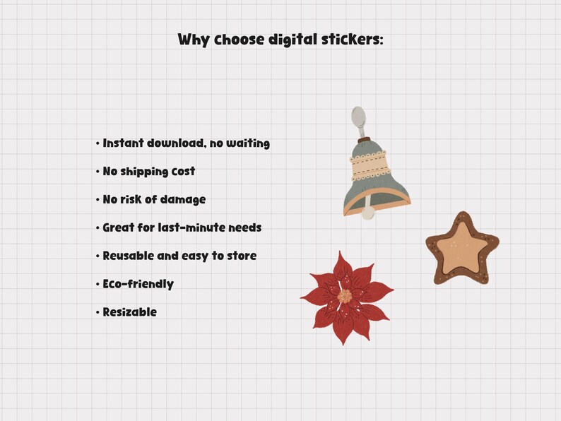 Christmas Digital Stickers Cute Holiday Planner Stickers Cute Xmas ...