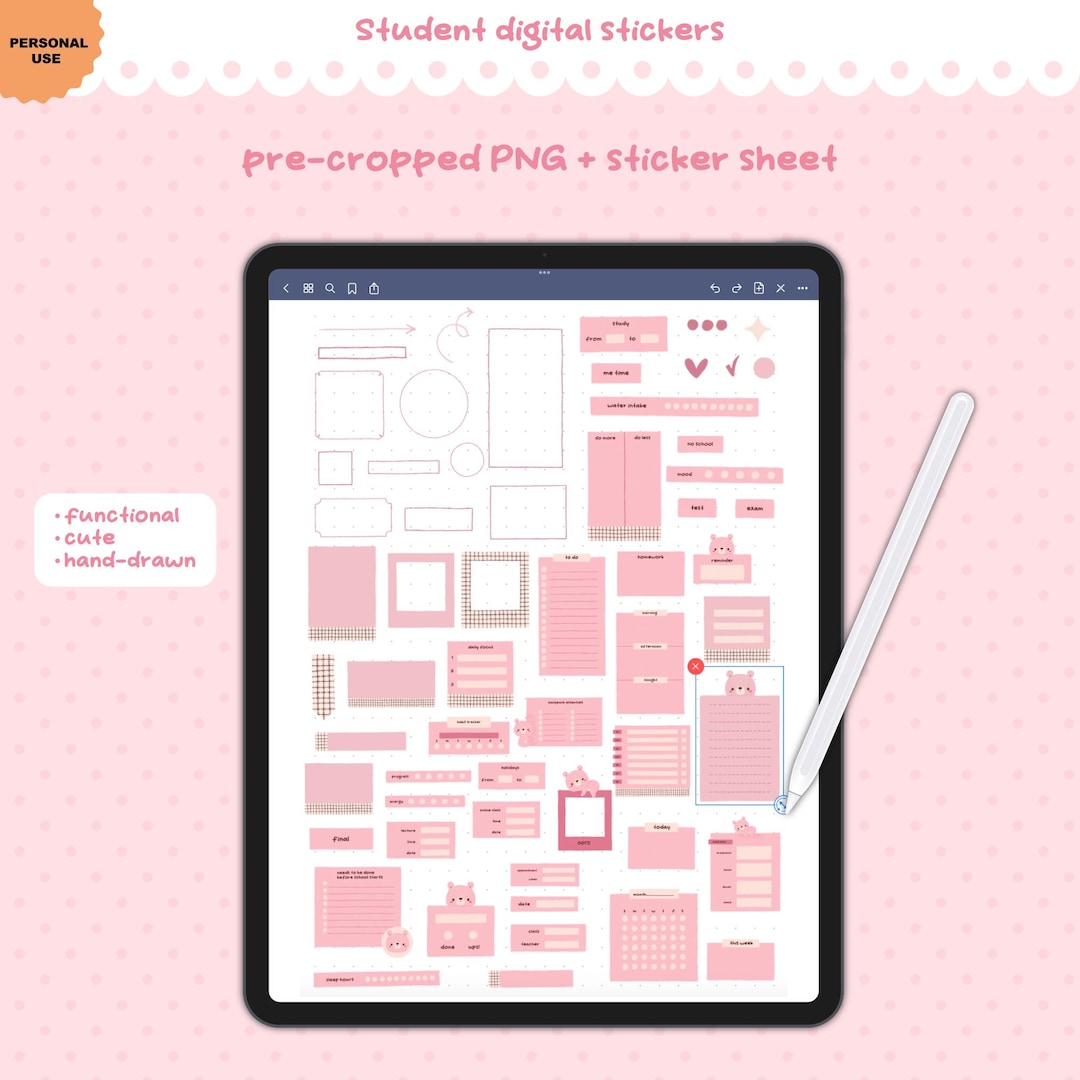Student Planner Stickers Hand-drawn Functional Boxes Pre-cropped PNG ...