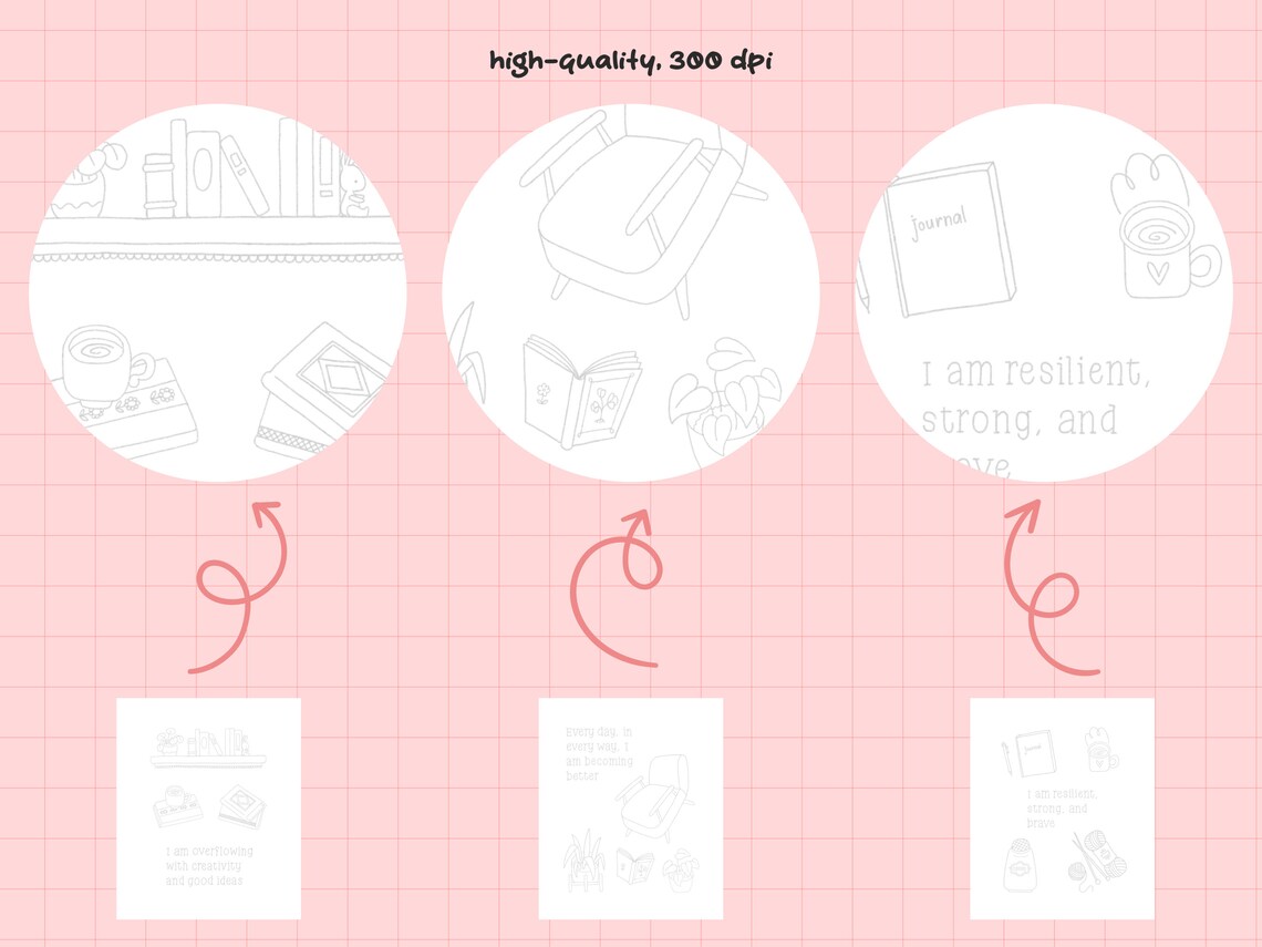 Doodles Tracing Procreate Workbook Affirmations Coloring Pages Positive ...