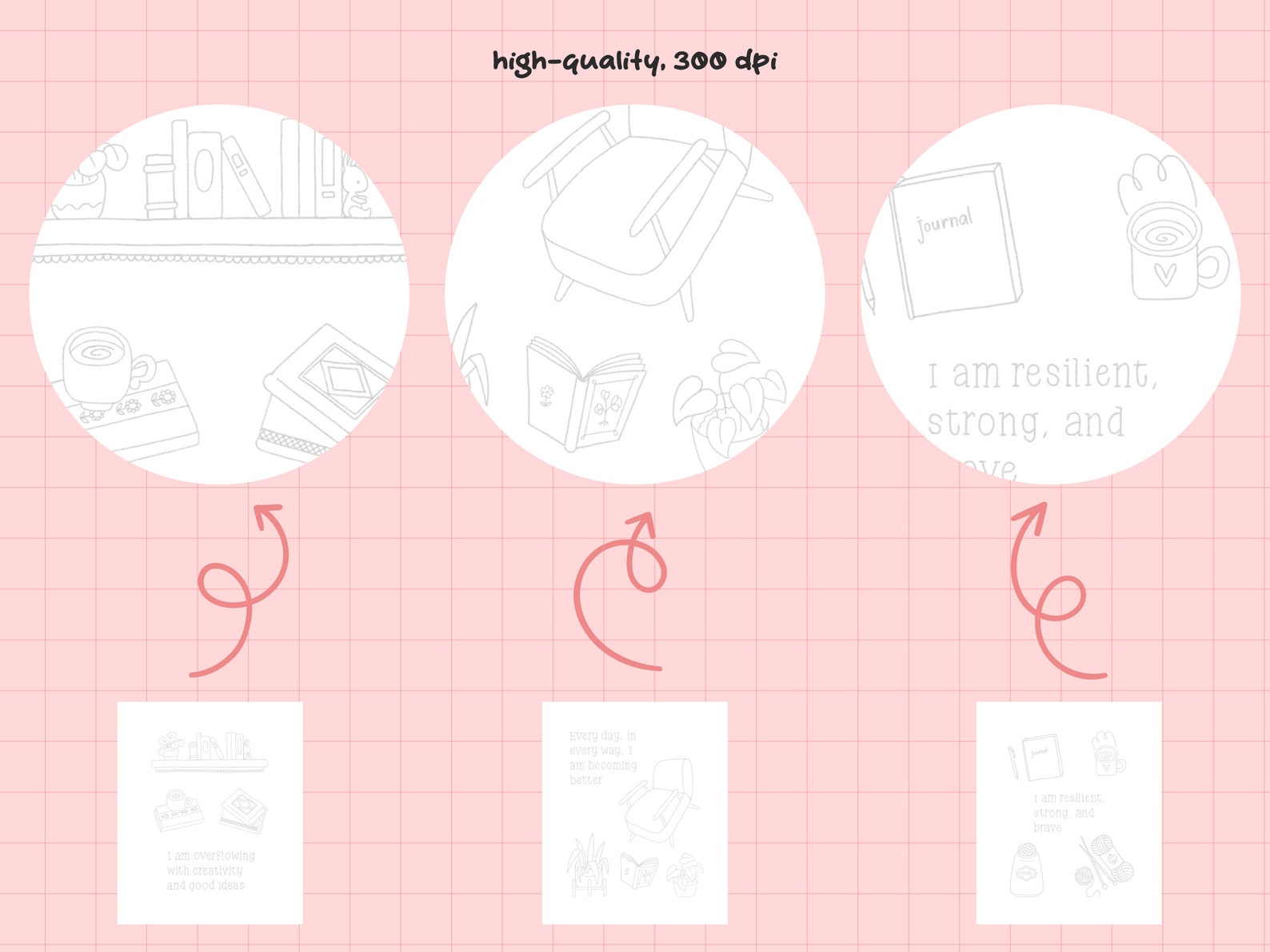 Doodles Tracing Procreate Workbook Affirmations Coloring Pages Positive ...