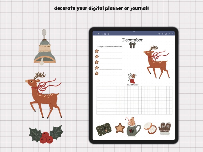 Christmas Digital Stickers Cute Holiday Planner Stickers Cute Xmas ...