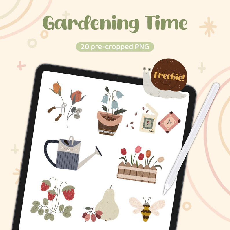 Gardening Stickers: Digital Planner PNG Stickers, Goodnotes (pre ...