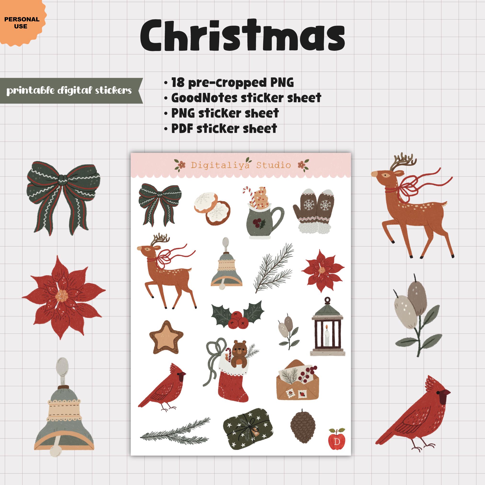 Christmas Digital Stickers Cute Holiday Planner Stickers Cute Xmas ...