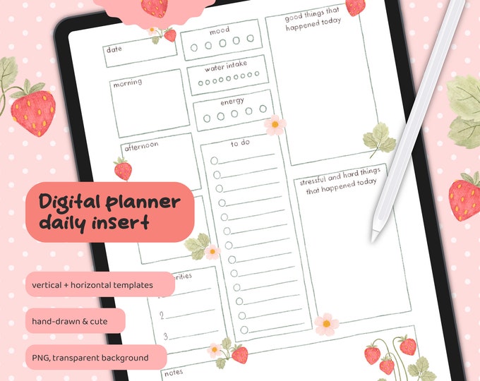 Digital Planner Insert Self-care Planner Paper Daily Spread Goodnotes ...