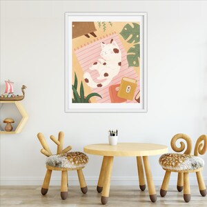Happy Cat Art Print Gift for Her Cute Hand-drawn Illustration Cat ...