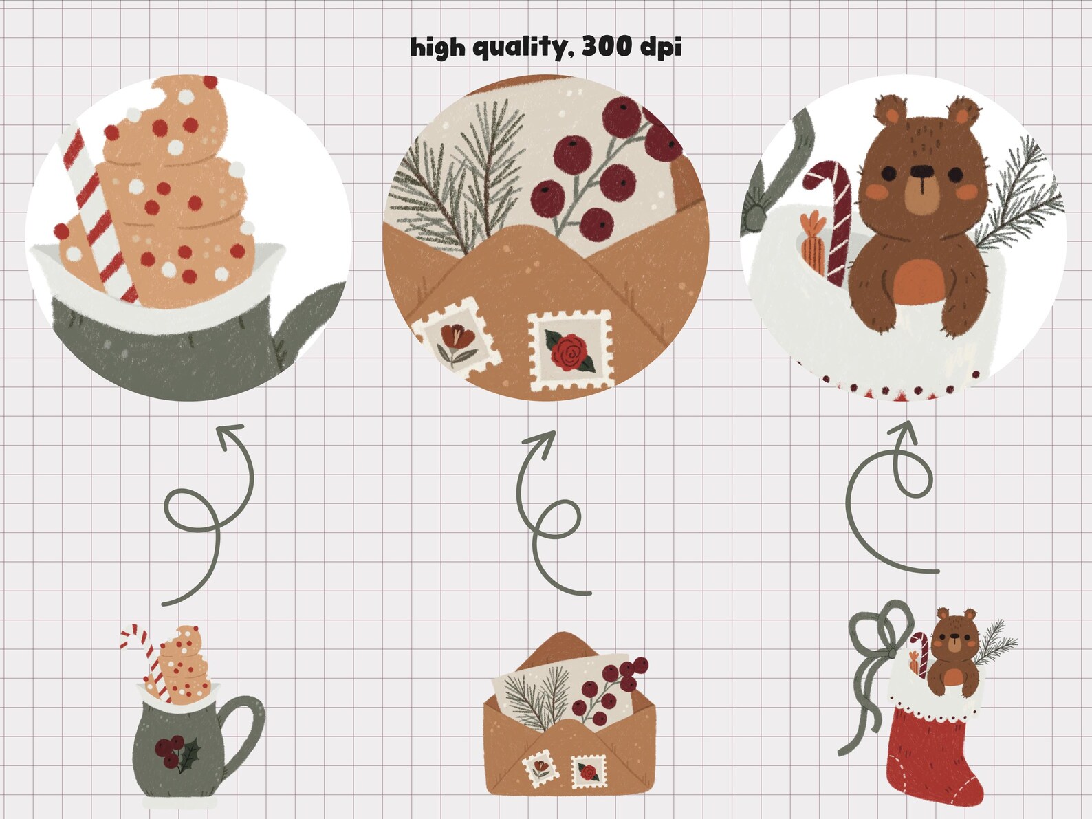 Christmas Digital Stickers Cute Holiday Planner Stickers Cute Xmas ...