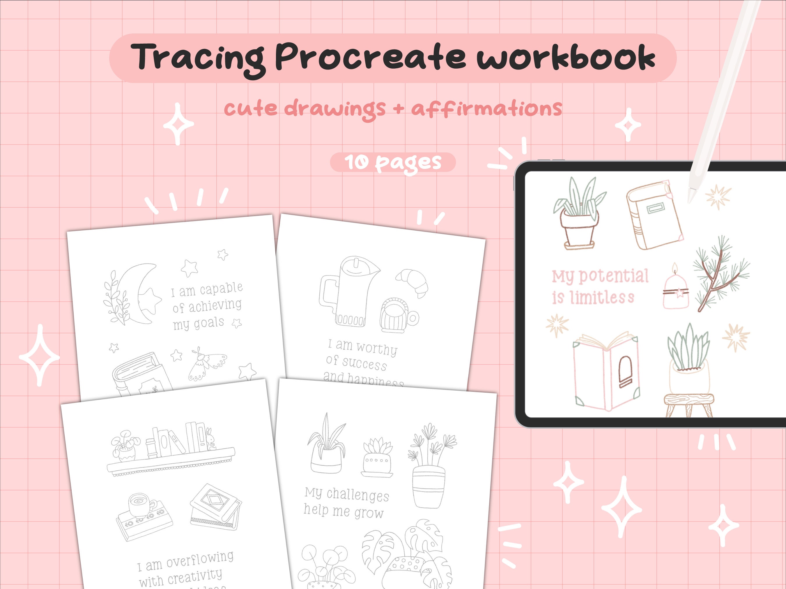 Doodles Tracing Procreate Workbook Mindful Coloring Pages Tracing ...