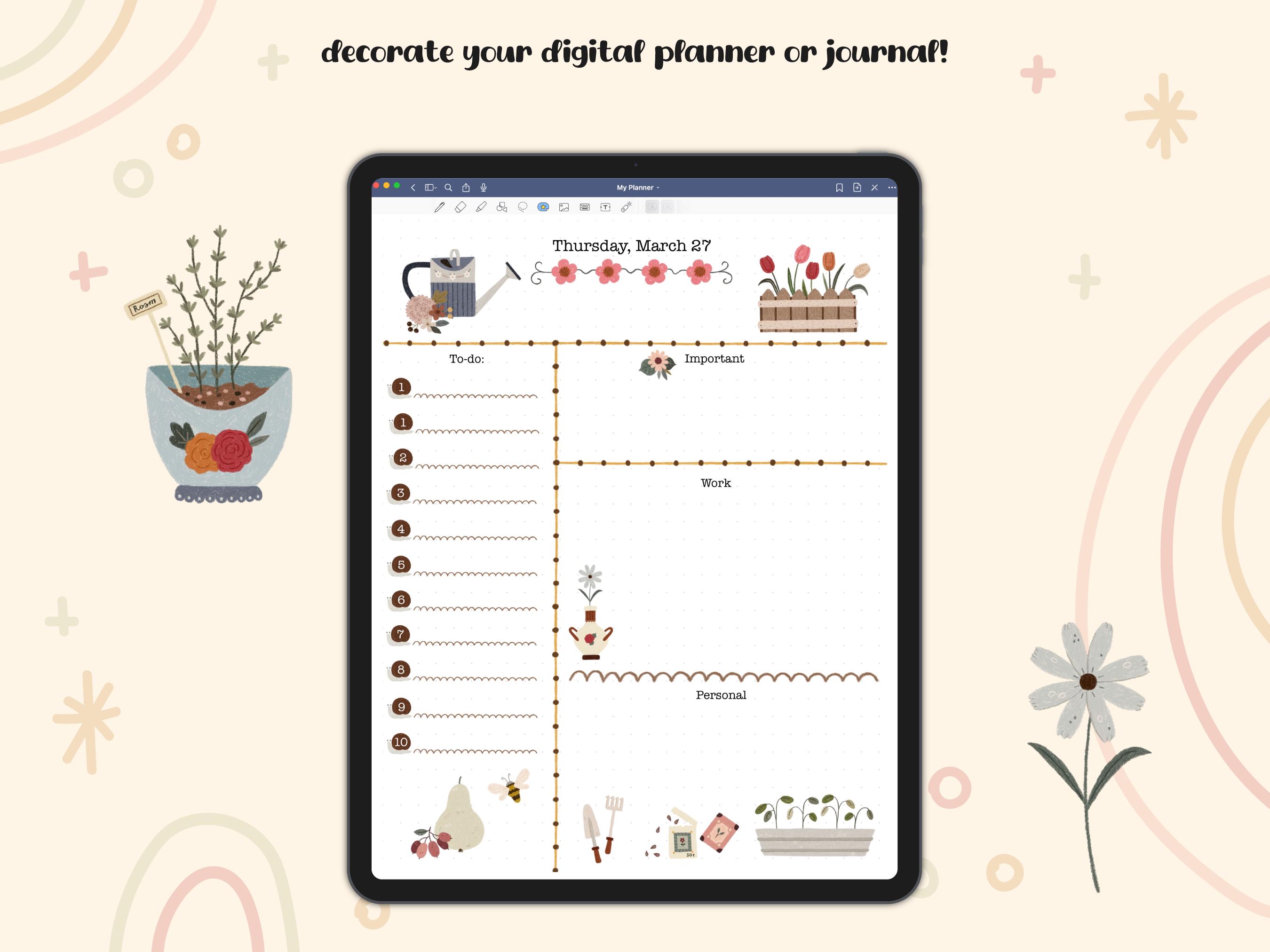 Gardening Stickers: Digital Planner PNG Stickers, Goodnotes (pre ...