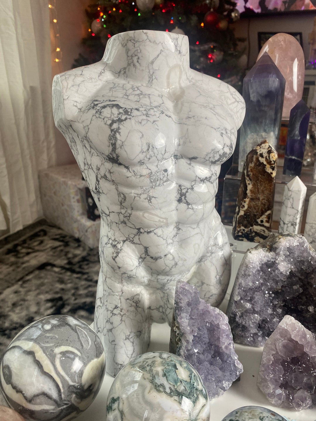 Large Howlite Man Body Carving - Etsy
