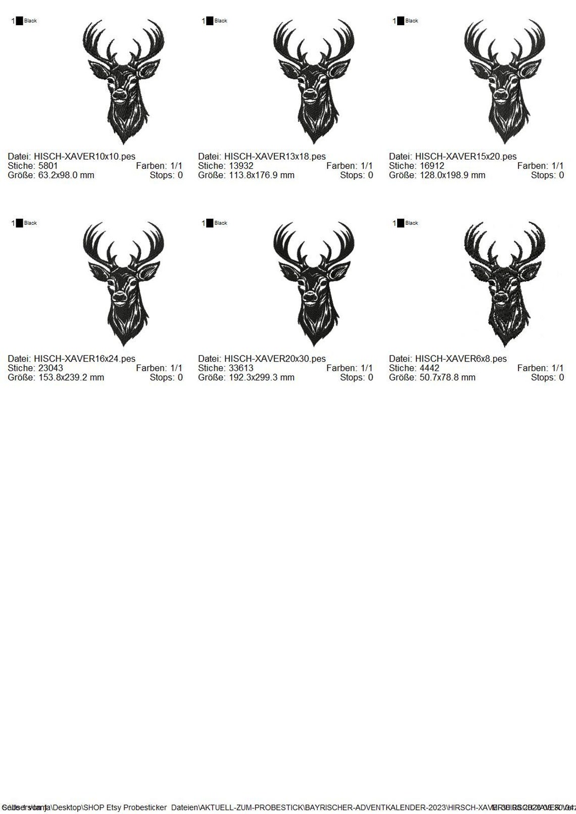 Embroidery File *HIRSCH-XAVER* - Etsy