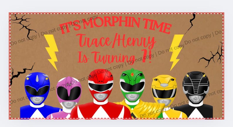 Power Ranger Inspired Birthday Banner Template | Digital Download ...