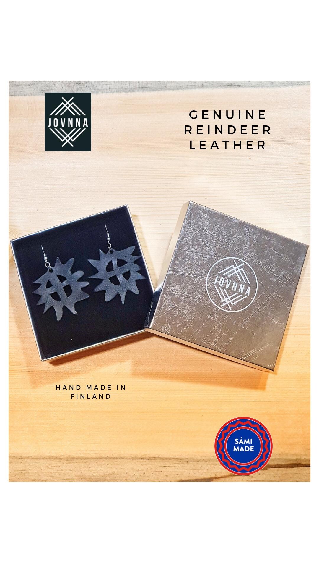 Beaivváš Sámi Symbol of the Sun | Handmade Black Reindeer Skin Earrings ...