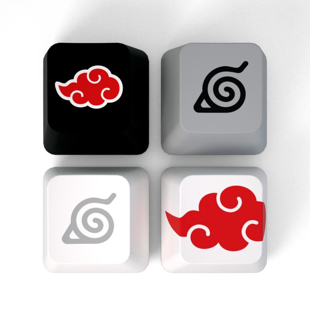 NARUTO AKATSUKI Keycaps // Custom Anime Dye-sub Cherry MX R4 top Rows ...